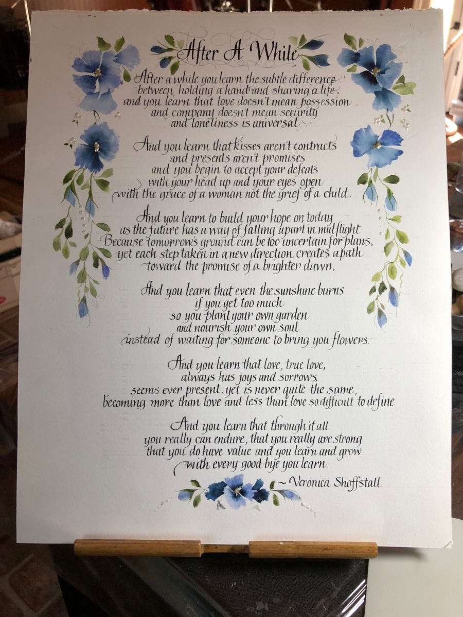 Hand Calligraphed Poem - Pem, ink and watercolor, in Calligraphy ...